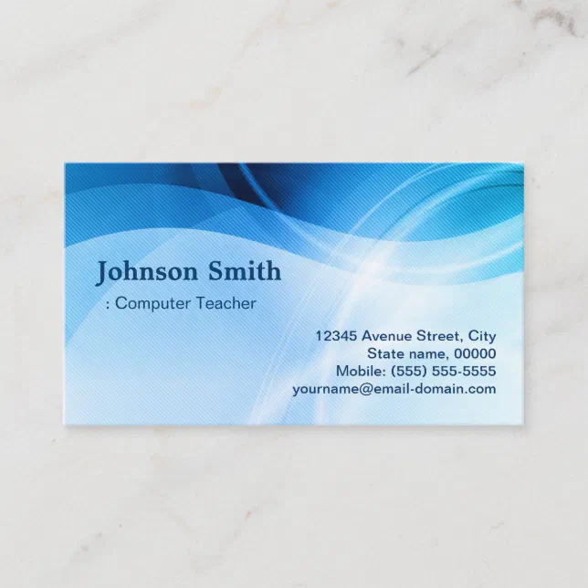 Computer Teacher - Modern Blue Creative Business Card | Zazzle