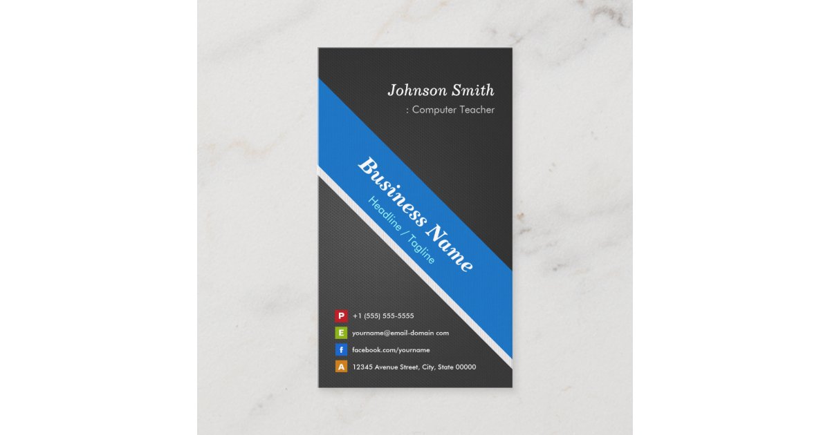 Computer Teacher - Premium Double Sided Business Card | Zazzle