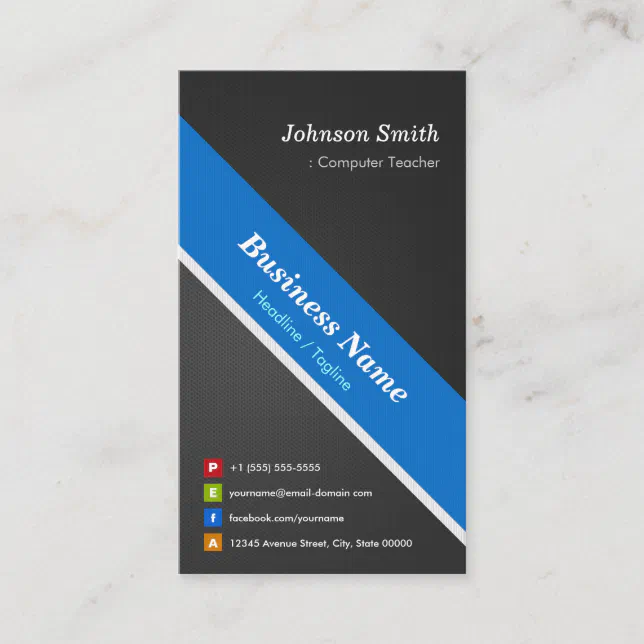 Computer Teacher - Premium Double Sided Business Card | Zazzle