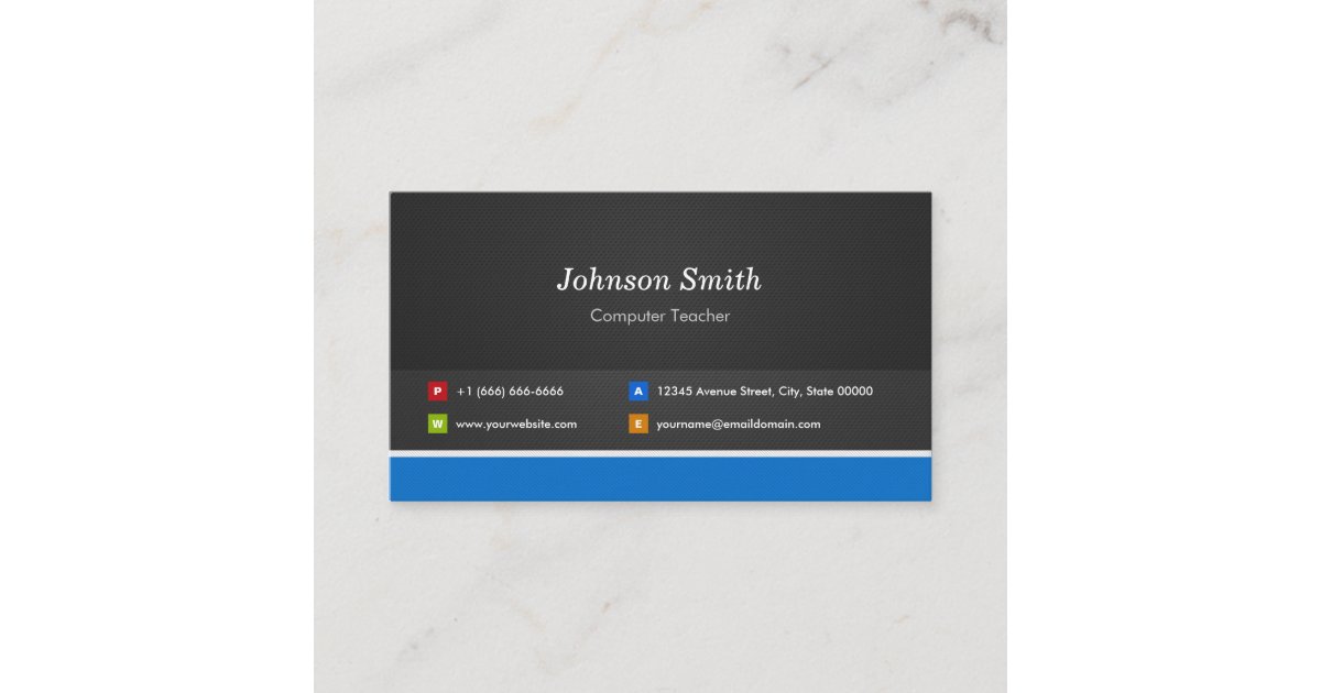 Computer Teacher - Professional Customizable Business Card | Zazzle