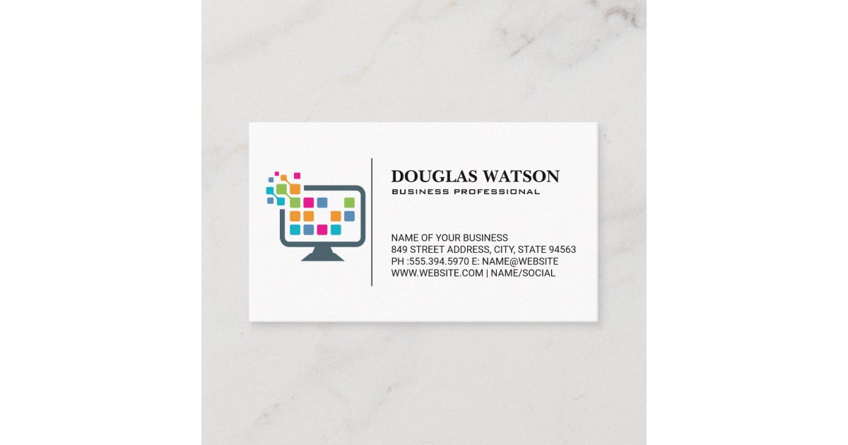 Computer Tech Icon Business Card | Zazzle