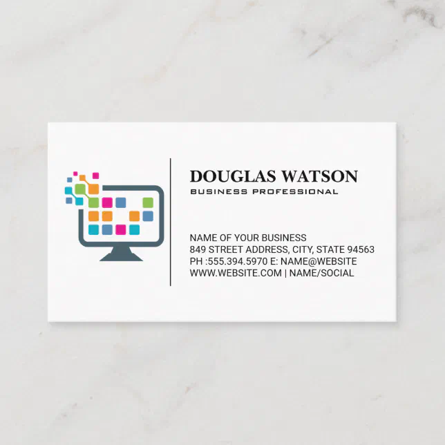 Computer Tech Icon Business Card | Zazzle