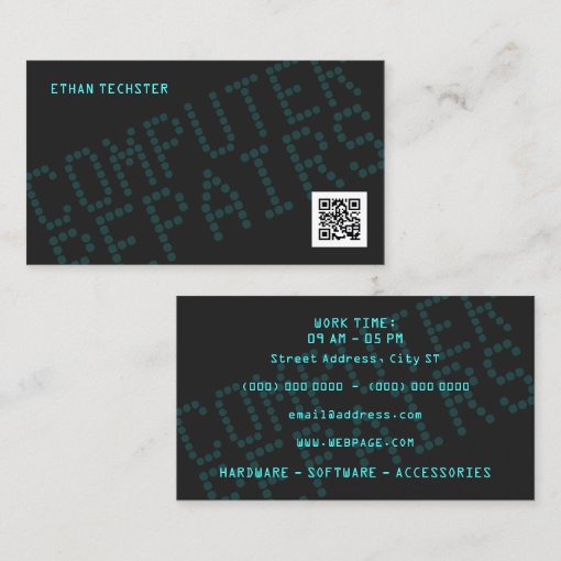 Computer tech modern dark business card | Zazzle