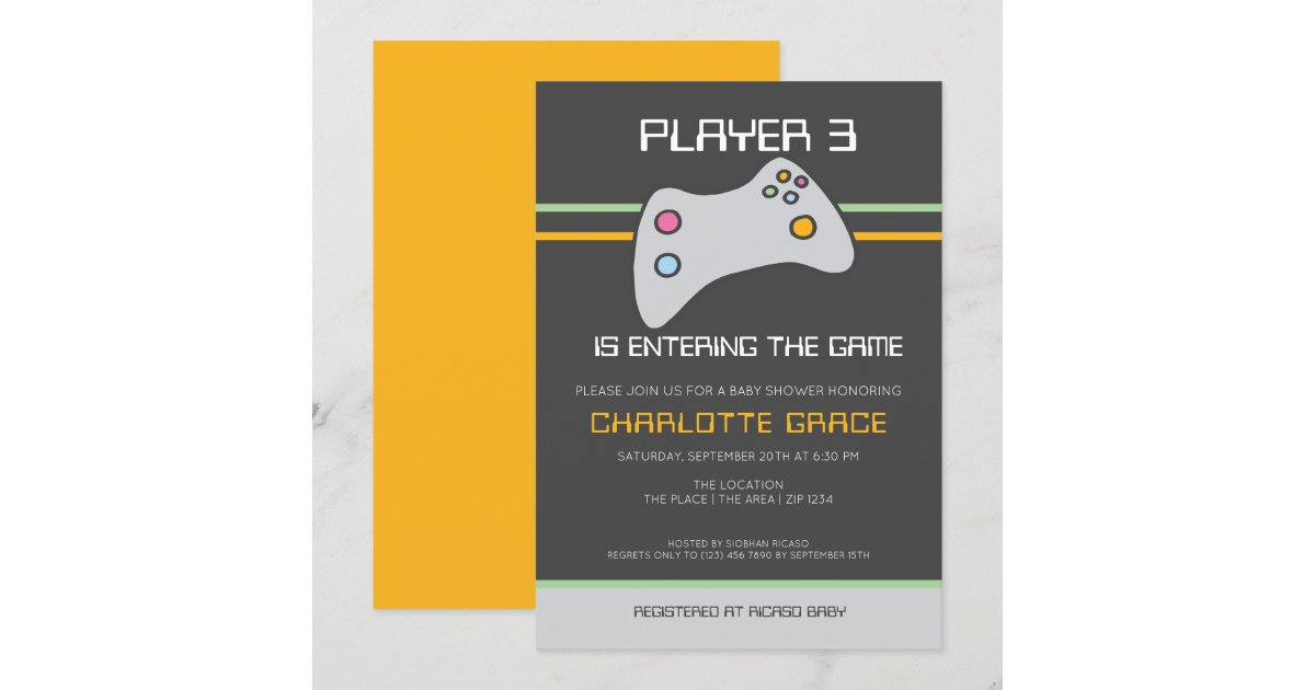 Computer Video Game Player Has Entered Baby Shower Invitation | Zazzle