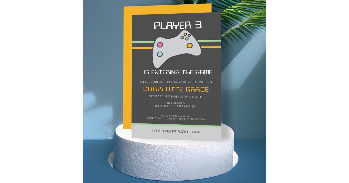 Computer Video Game Player Has Entered Baby Shower Invitation | Zazzle