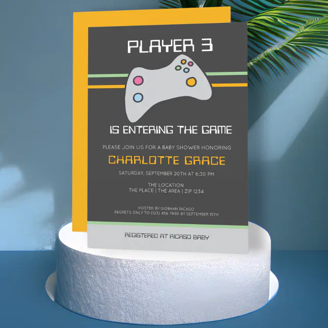 Computer Video Game Player Has Entered Baby Shower Invitation | Zazzle