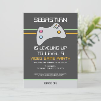 Computer Video Game Player Leveling Up Birthday Invitation | Zazzle