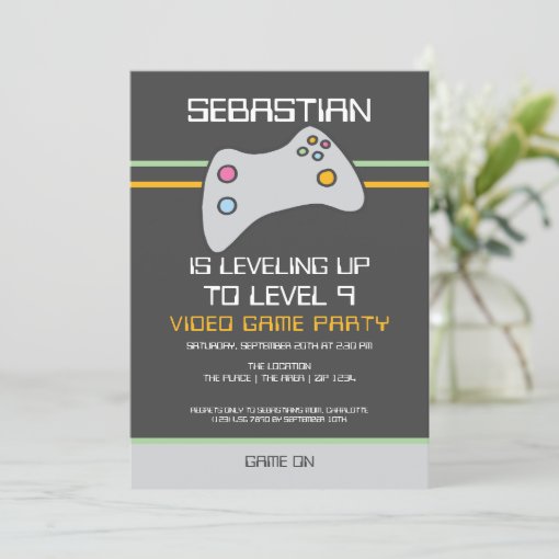 Computer Video Game Player Leveling Up Birthday Invitation | Zazzle