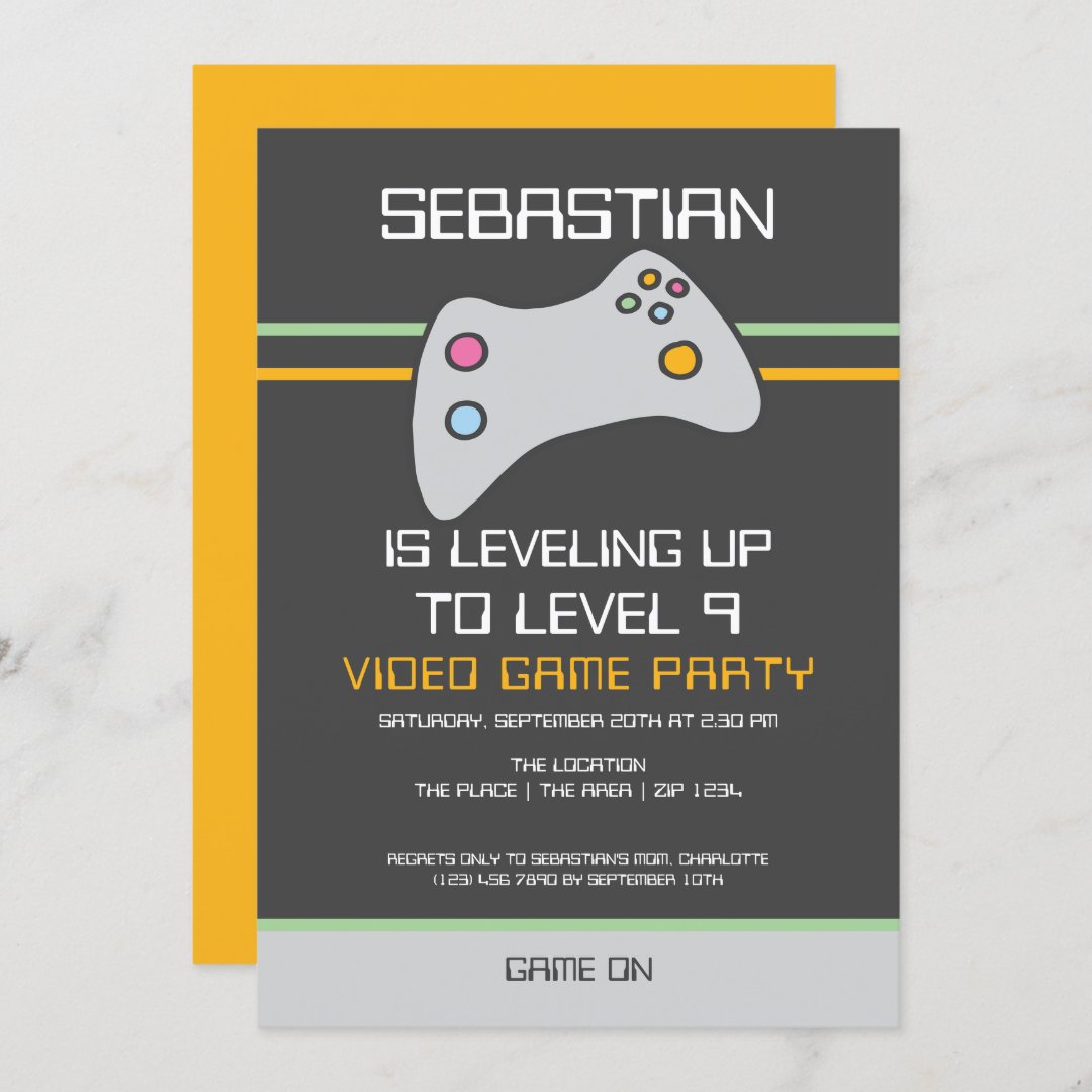 Computer Video Game Player Leveling Up Birthday Invitation | Zazzle