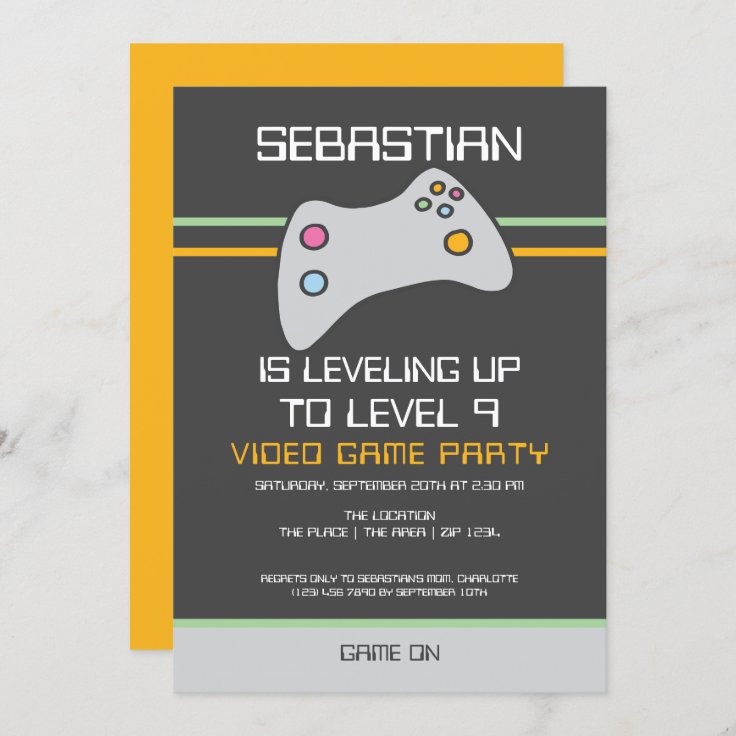 Computer Video Game Player Leveling Up Birthday Invitation | Zazzle