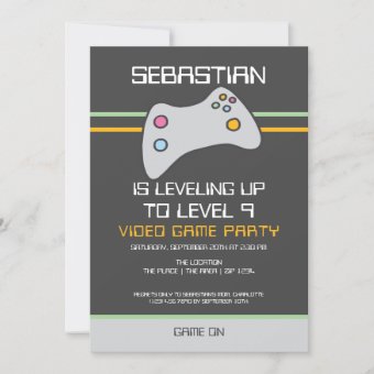 Computer Video Game Player Leveling Up Birthday Invitation | Zazzle