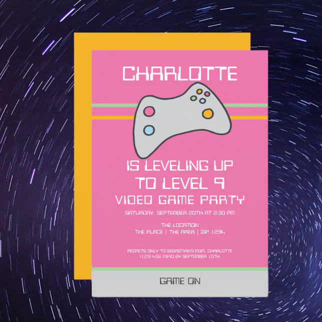 Computer Video Game Player Leveling Up Birthday Invitation | Zazzle