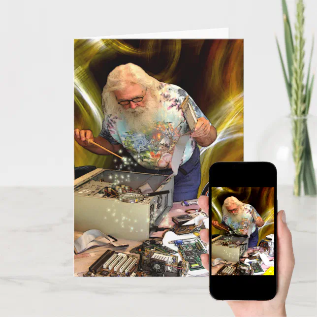 COMPUTER WIZARD GREETING CARD | Zazzle