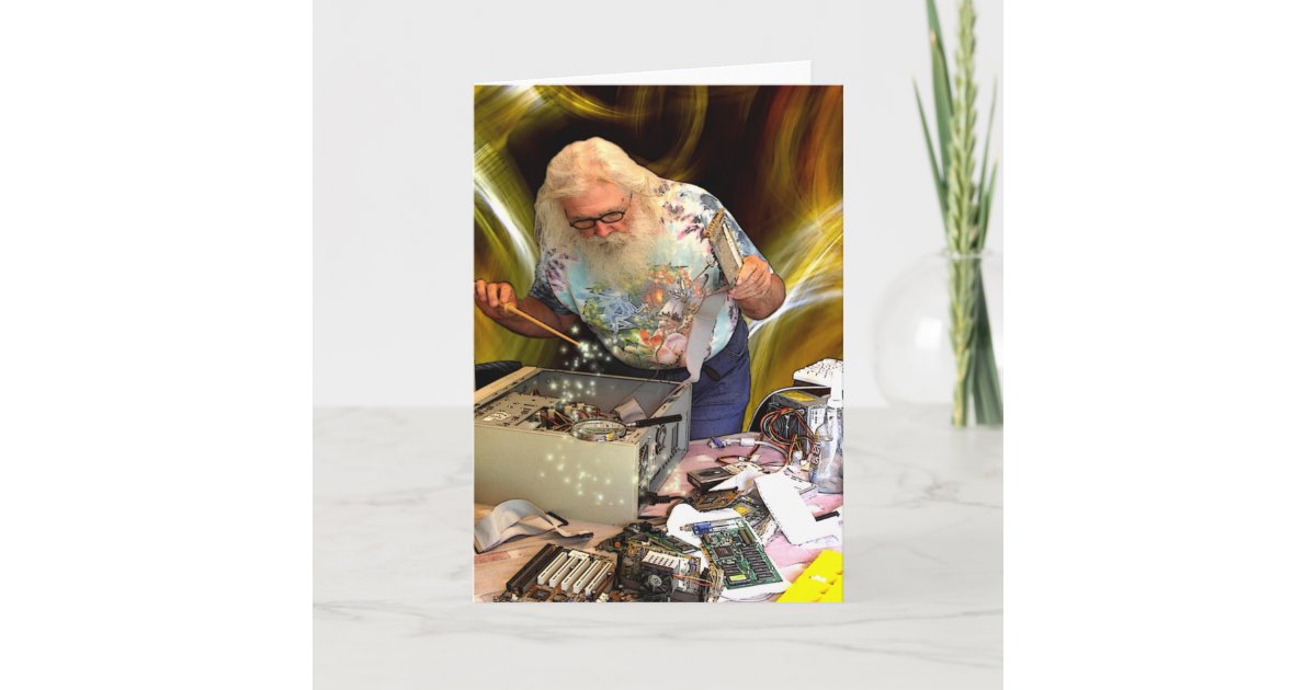 COMPUTER WIZARD GREETING CARD | Zazzle