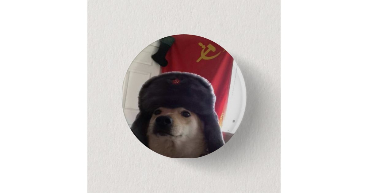 Comrade Doge the Communist Doggo Pupper Pinback Button | Zazzle