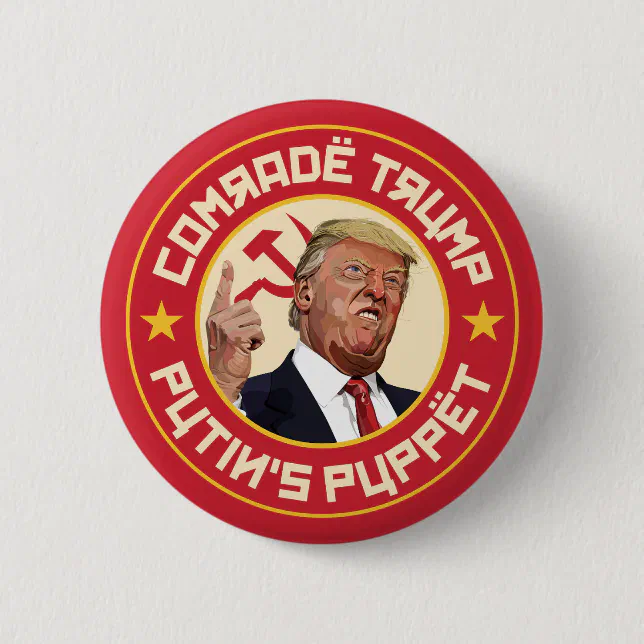 Comrade Trump: Putin's Puppet- Soviet Illustration Button | Zazzle