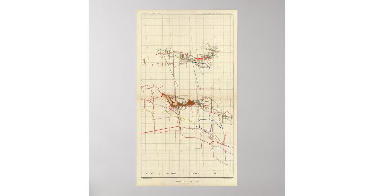 Comstock Mine Maps Number III Poster | Zazzle