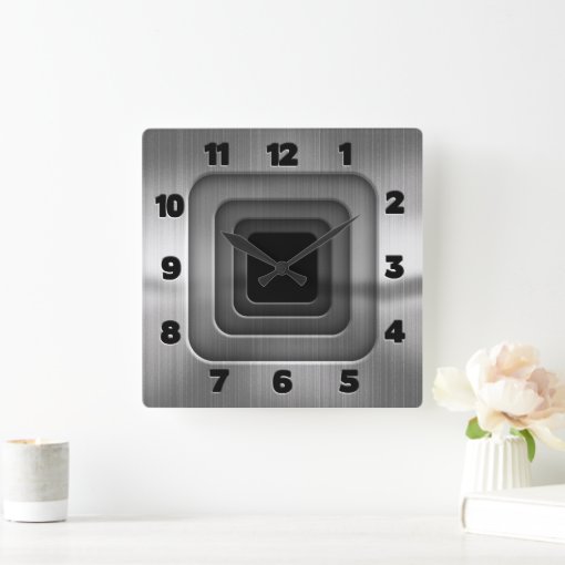 Concentric Steel Squares Square Wall Clock | Zazzle