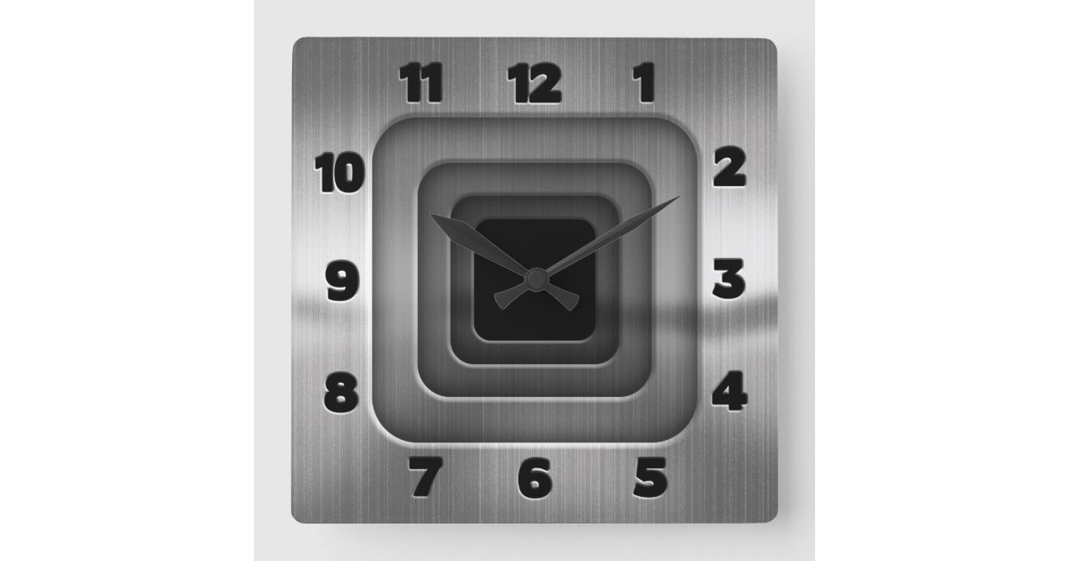 Concentric Steel Squares Square Wall Clock | Zazzle