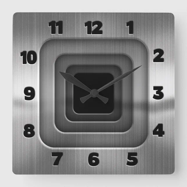Concentric Steel Squares Square Wall Clock | Zazzle