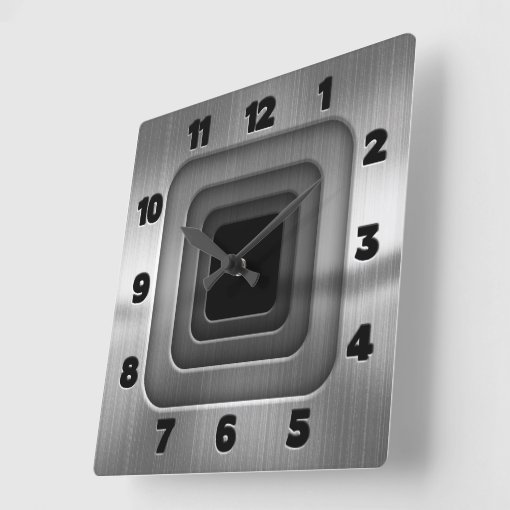 Concentric Steel Squares Square Wall Clock | Zazzle