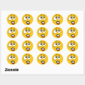 Concerned Yellow Emoji Classic Round Sticker | Zazzle