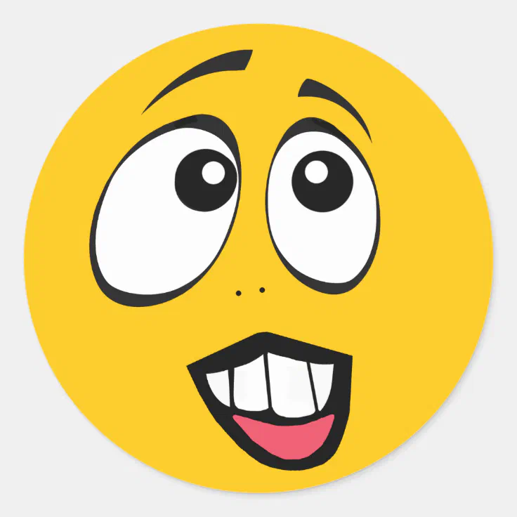 Concerned Yellow Emoji Classic Round Sticker | Zazzle
