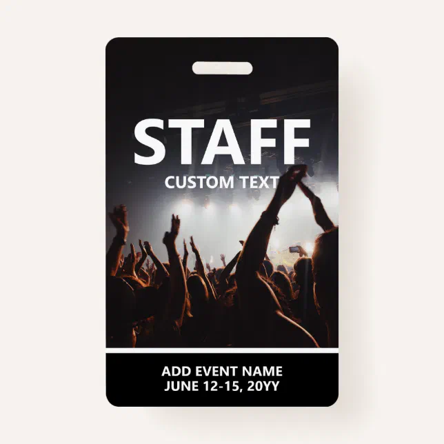 Concert Event Access Pass Personalized Staff Badge | Zazzle
