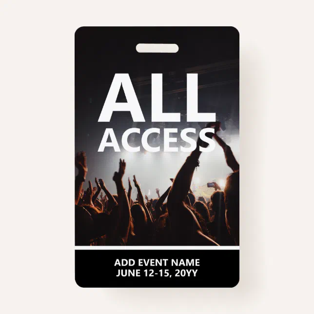 Concert Event All Access Pass Personalized Badge | Zazzle