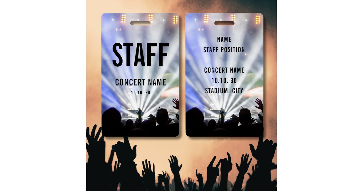 Concert Event Convention Custom Name Staff Badge | Zazzle