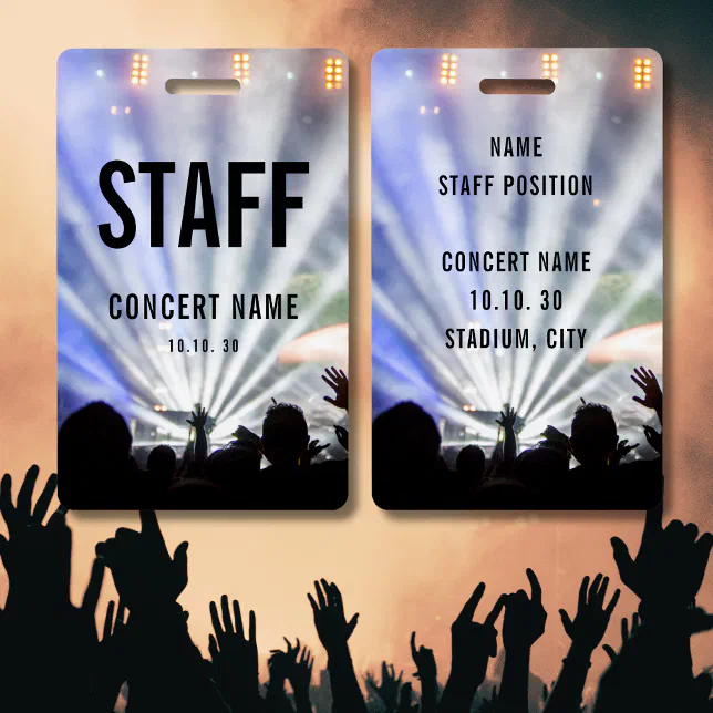 Concert Event Convention Custom Name Staff Badge | Zazzle