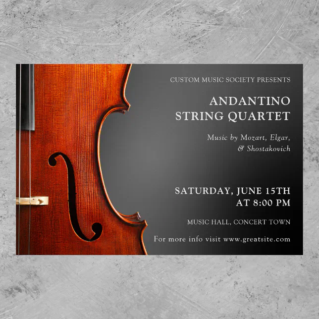 Concert String Quartet Violin Recital Poster | Zazzle