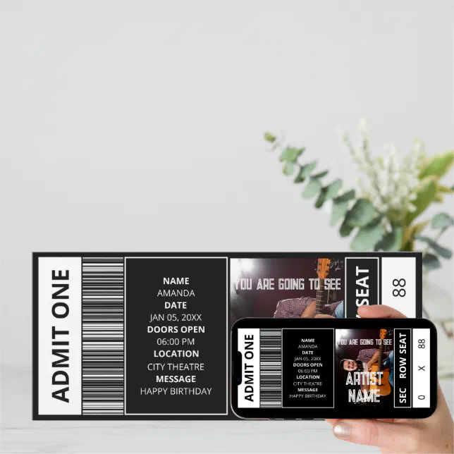 Concert Ticket customized event ticket Souvenir Invitation | Zazzle