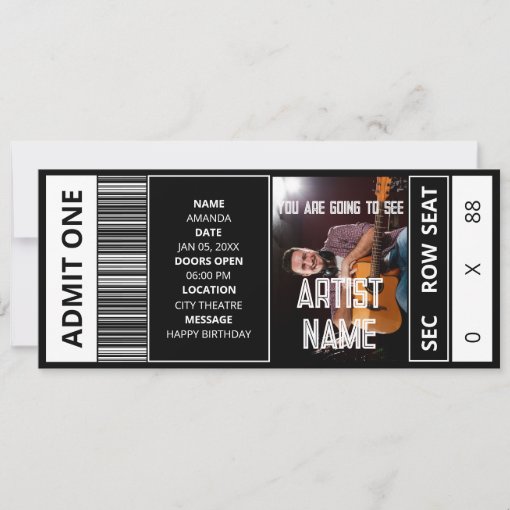 Concert Ticket customized event ticket Souvenir Invitation | Zazzle