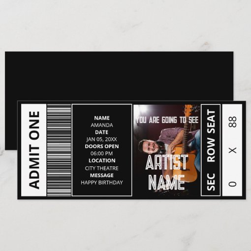 Concert Ticket customized event ticket Souvenir Invitation | Zazzle