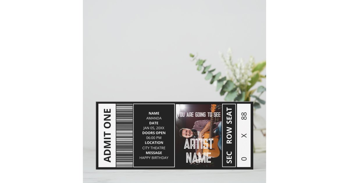 Concert Ticket customized event ticket Souvenir Invitation | Zazzle