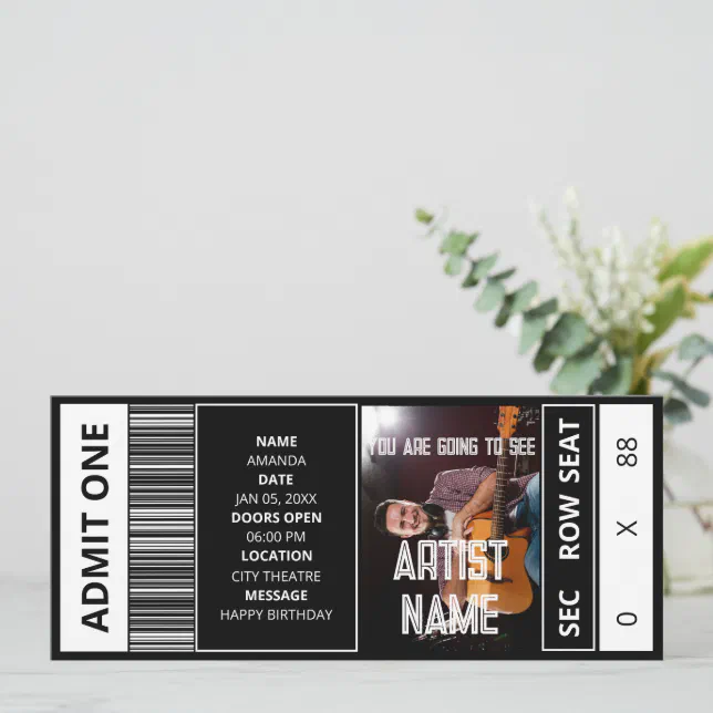 Concert Ticket customized event ticket Souvenir Invitation | Zazzle