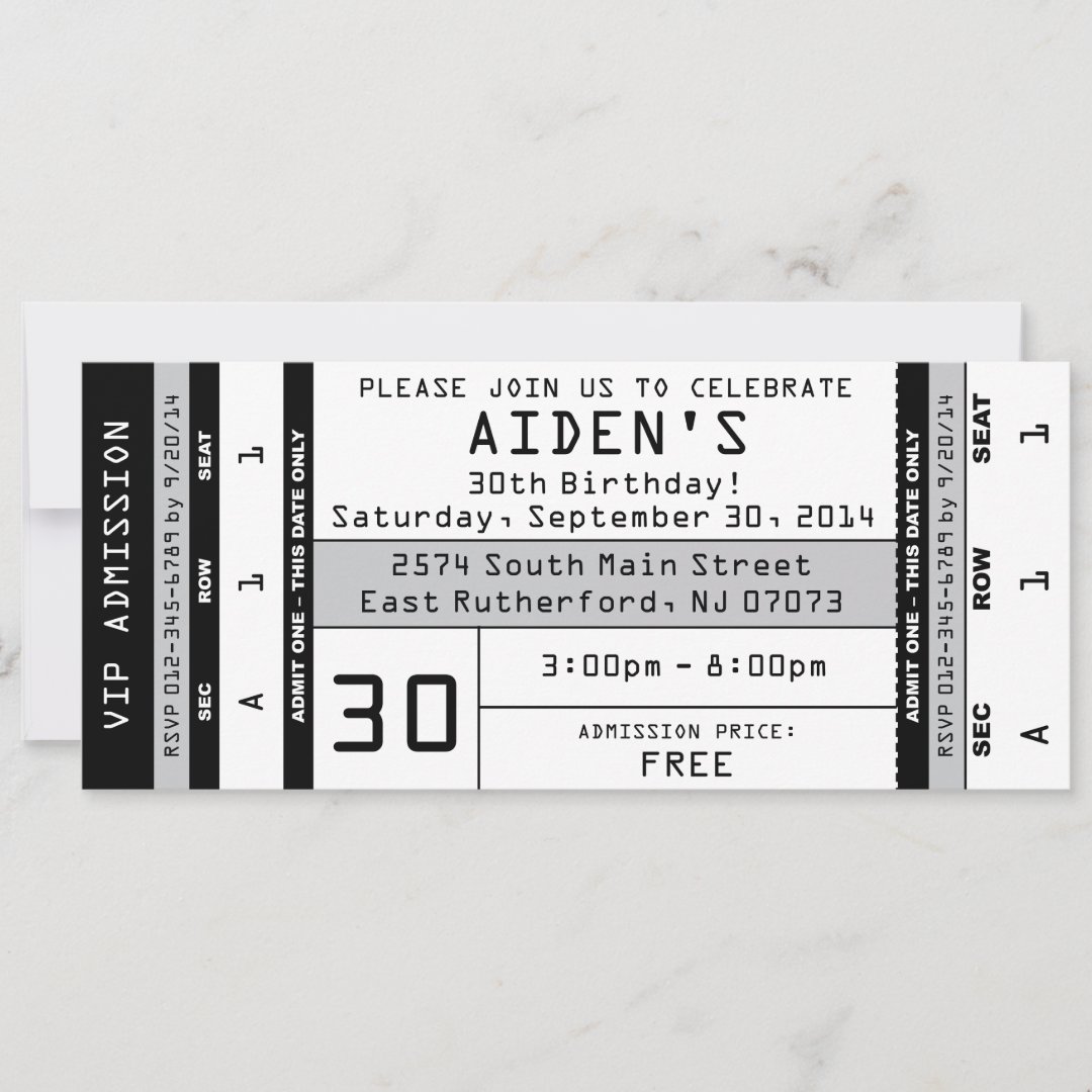 Concert Ticket Invitation Black | Zazzle