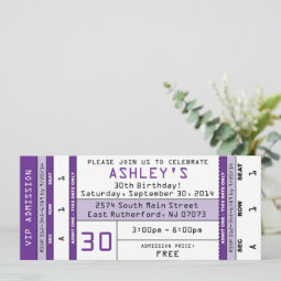Concert Ticket Invitation Purple | Zazzle