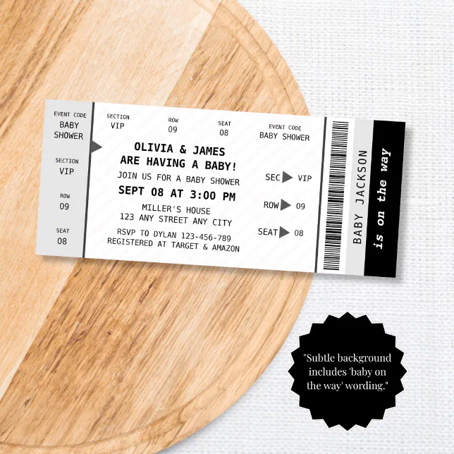 Concert Ticket Music Gig Unique Fun Baby Shower Invitation | Zazzle