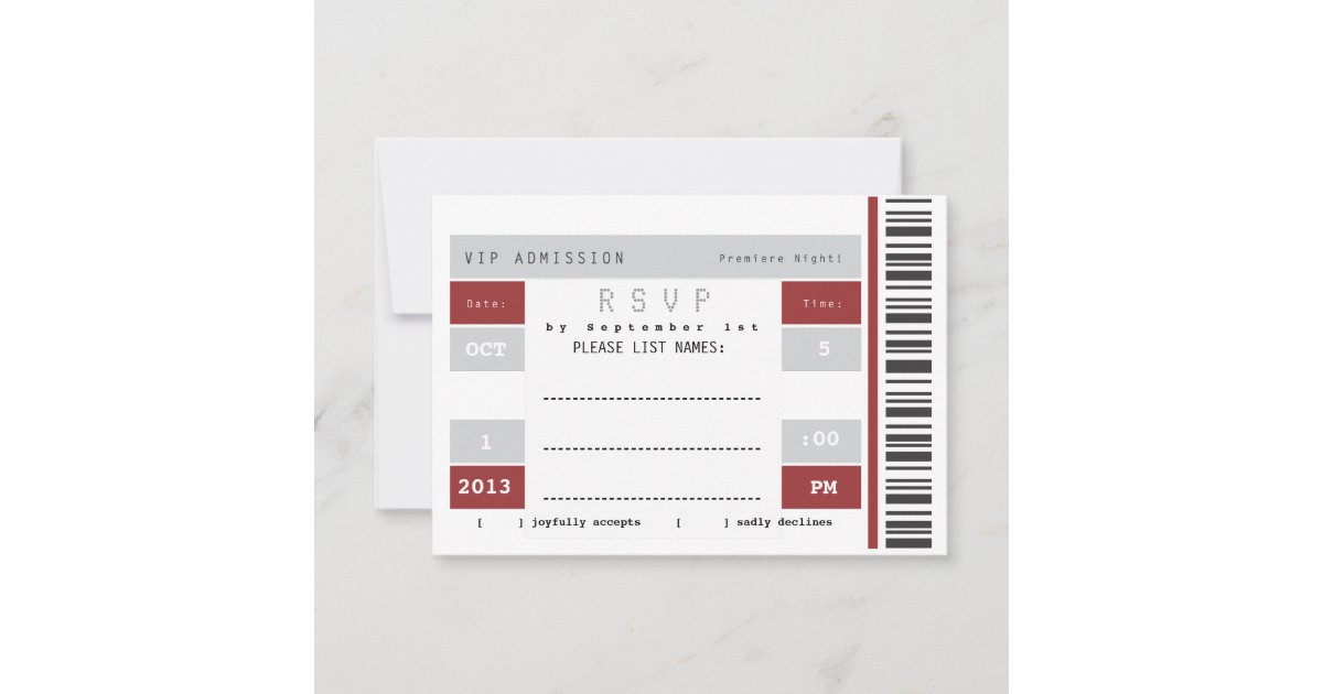 Concert Ticket Stub RSVP | Zazzle
