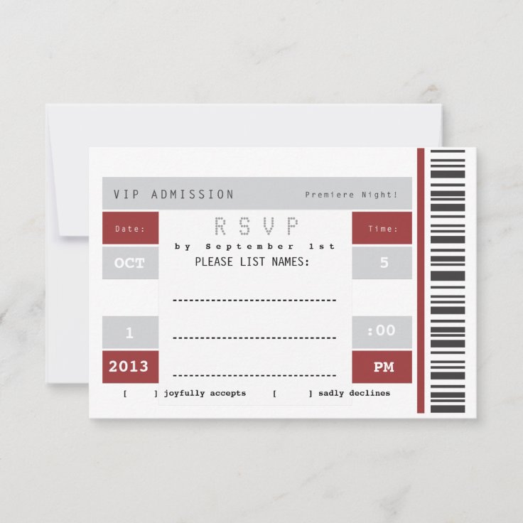 Concert Ticket Stub RSVP | Zazzle