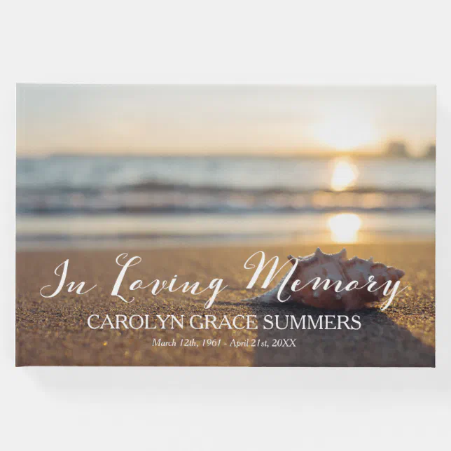 Conch on Beach In Loving Memory Guest Book | Zazzle