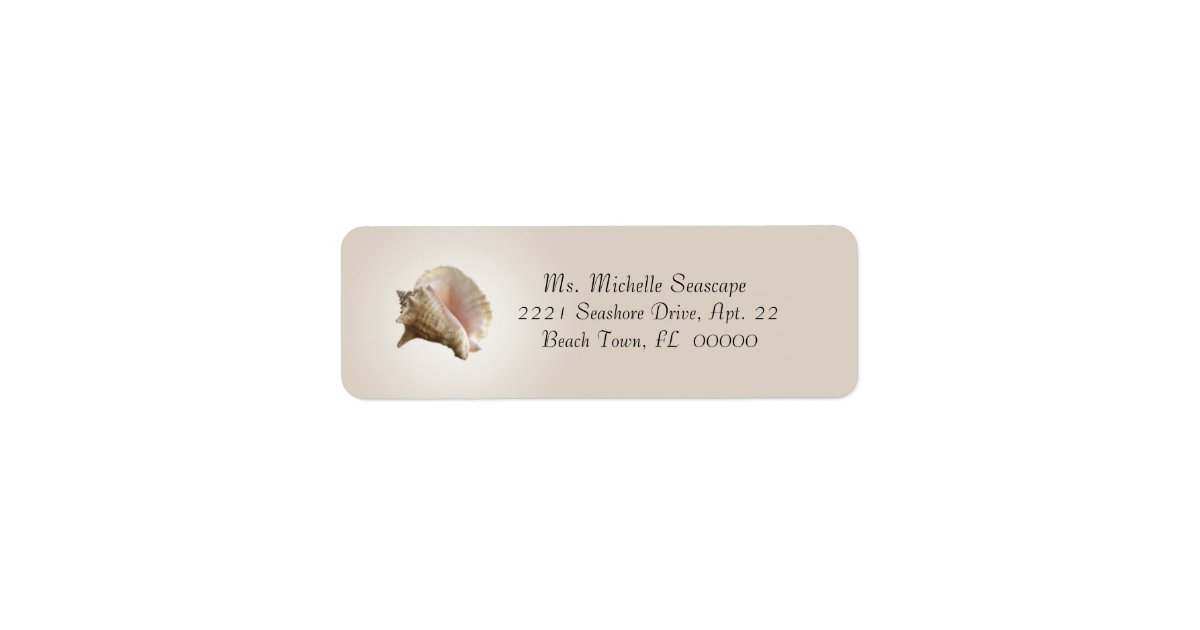 Conch Shell Photograph on Brown Return Label | Zazzle