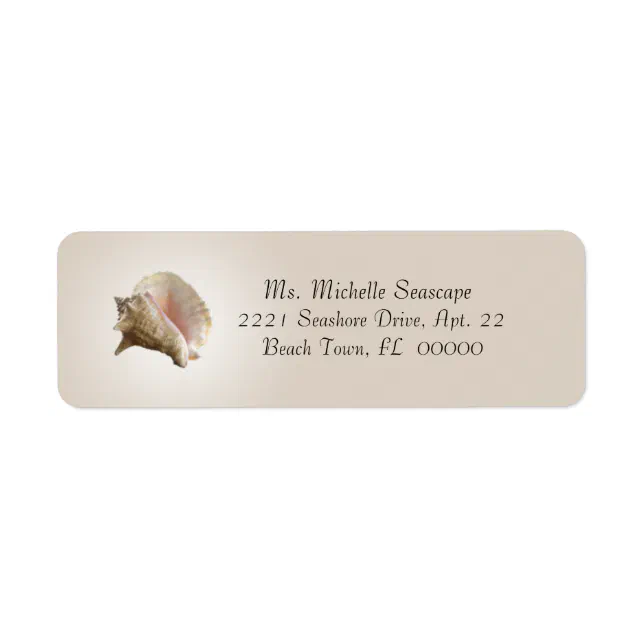 Conch Shell Photograph on Brown Return Label | Zazzle