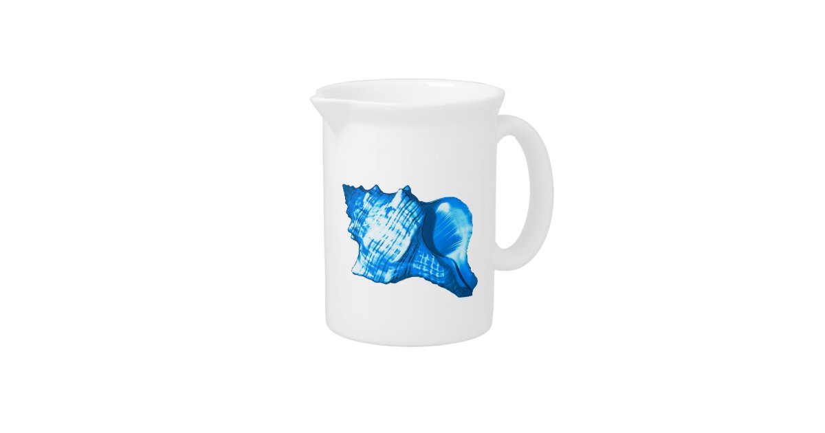 Conch shell sketch - cobalt and sky blue pitcher | Zazzle