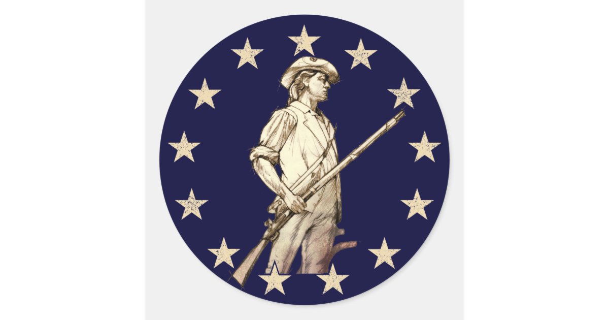 Concord Minuteman Classic Round Sticker | Zazzle