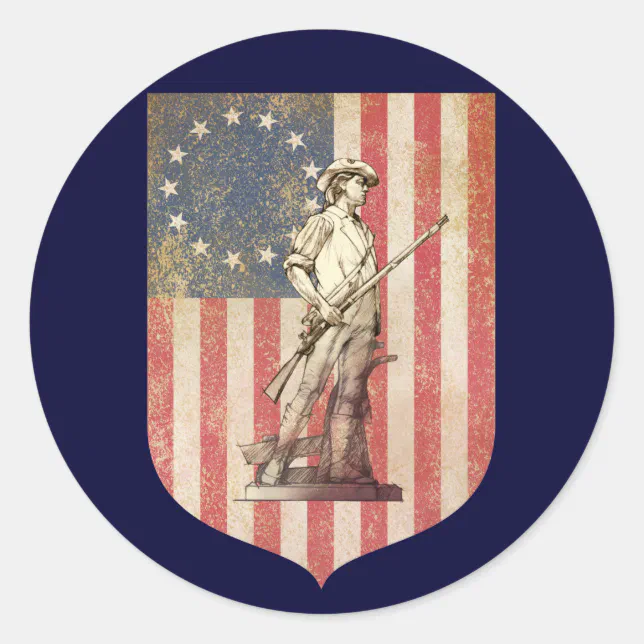 Concord Minuteman Classic Round Sticker | Zazzle