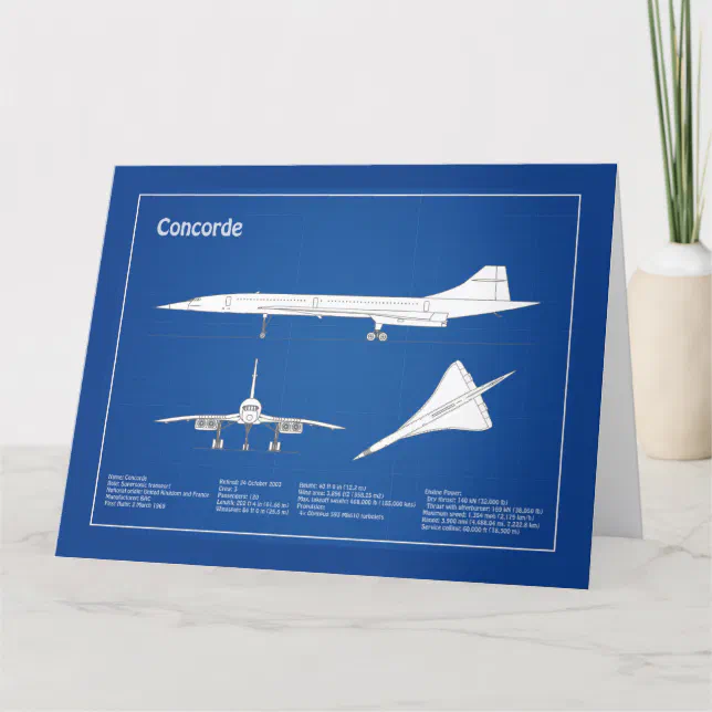 Concorde - Airplane Blueprint Drawing Plans ABD Thank You Card | Zazzle