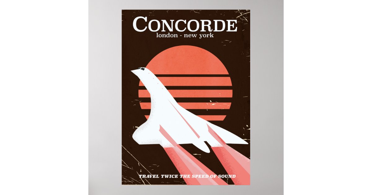 Concorde vintage flight travel poster | Zazzle